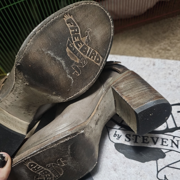 Freebird by Steven | Shoes | Freebird By Steven Lion Rainbow Boots Strappy Booties Stacked Heel ...